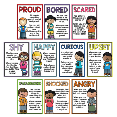 a4早教情绪表达情感教学海报
