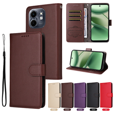 适用于传音Infinix Hot50i 4G,Smart9 4G,X6531,X6532经典荔枝纹皮套手机壳翻盖式插卡防摔保护套素皮男女