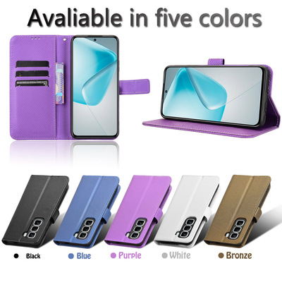 适用于传音Infinix Hot50 Pro+ 4G，X6880钻石纹皮套手机壳插卡防摔保护套商务男女外壳翻盖式