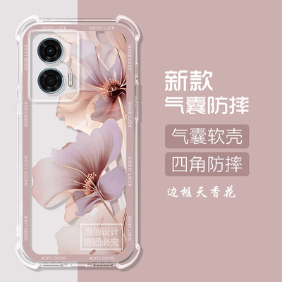 适用摩托罗拉s50 neo手机壳古典花朵联想Moto S50 Neo保护套40neo气囊edges30/x30pro壳xt2427-4男女S50软壳