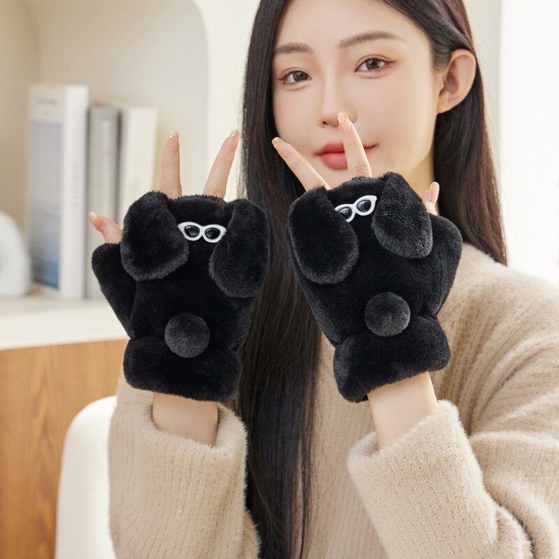 手套女冬天加绒学生可爱韩版防寒卡通加厚毛绒秋冬骑行保暖棉冬季