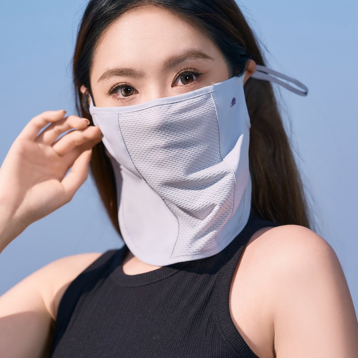 防晒面罩冰丝运动女夏季防紫外线户外骑行遮阳面纱薄款透气高颜值