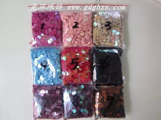 DIY珠片 6mm平片亮片10色入30克 串珠材料 服装辅料