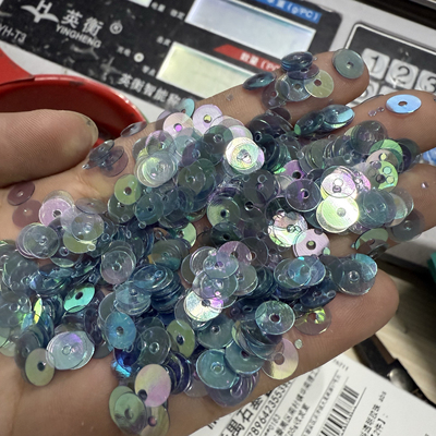 5mm6mm8mm10mm12mm彩蓝色圆形平面中孔亮片 仿进口亮片