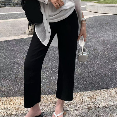 高弹力显瘦直筒九分烟管铅笔裤