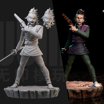 1/24 不死川玄弥 鬼灭之刃 18比例GK白模手办3D打印兵人模型 5413