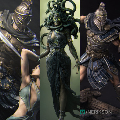 1/24 珀尔修斯 美杜莎 神话18比例GK白模手办3D打印兵人模型 4824
