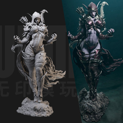 1/24 希瓦娜 魔兽世界 18比例GK白模手办3D打印兵人模型 3602