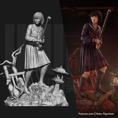 寂静岭 F 日向子 1/24GK白模手办 18比例树脂3D打印模型  6686