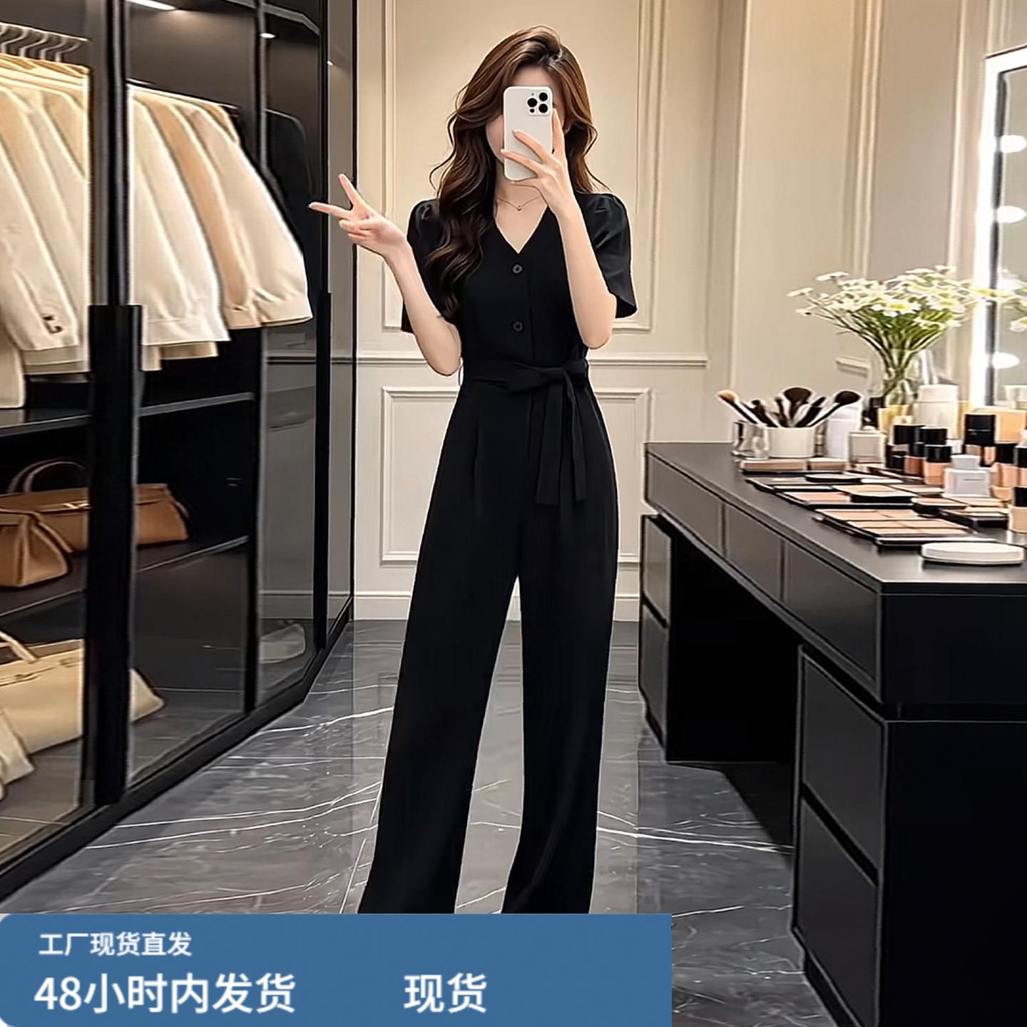 高级感西装薄款连体裤女2026夏季新款气质职业连身衣阔腿长裤套装