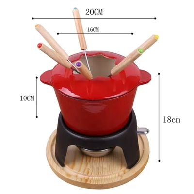 出口铸铁奶酪芝士火锅单人锅珐琅搪瓷锅巧克力酒精炉锅烤架fondue