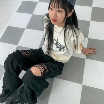 短袖ins厚印花纯棉女重磅