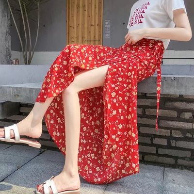 半身裙高腰系带沙滩裙