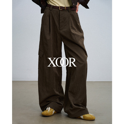 XOOR巴恩风工装阔腿裤女2025秋