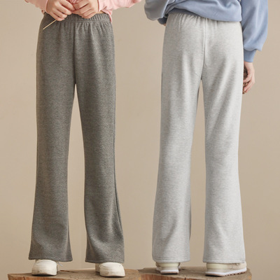 初中生高腰日系微喇裤爆款新款春秋女童弹力纯色显瘦长裤