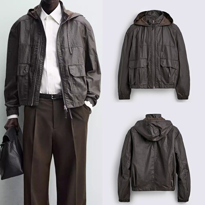 柜799！2026春夏新品 男装 上蜡饰层亚麻棉混纺夹克外套 5854405