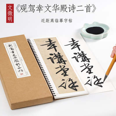明 文徵明 行书《观驾幸文华殿诗二首》文征明行书字帖毛笔书法临摹初学者全集成人字卡近距离临摹字卡 纸中作乐