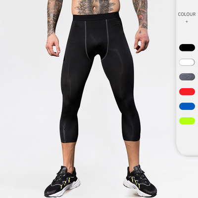 Compression capris Leggings GYM Short Pants男子紧身PRO七分裤