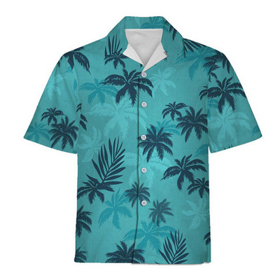 mens hawaiian shirt man casual thin beach slim fashion shirt