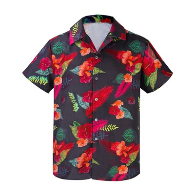 mens hawaiian shirt man casual thin beach slim fashion shirt