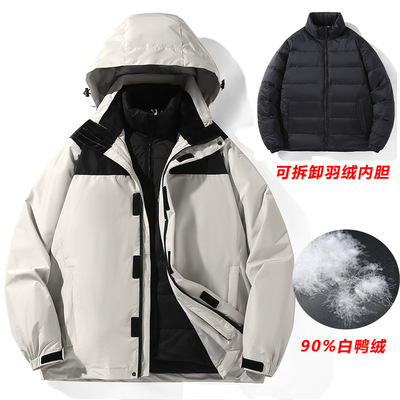 man winter coat women warm jacket新款户外冲锋衣三合一可拆卸