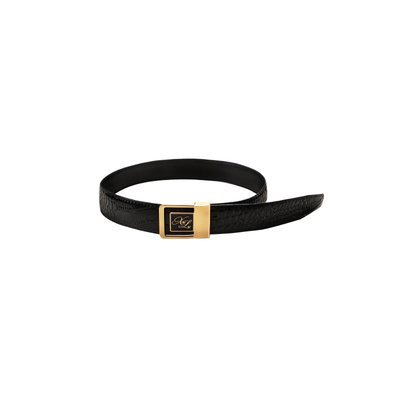 XULU原创轻奢金色复古腰带头扣黑色牛皮百搭皮带