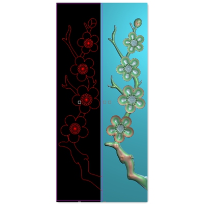 新款带线梅花条花板餐椅背板边花板柱子精雕图灰度浮雕图140x600