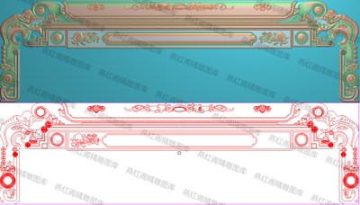 象头财源床脑精雕图灰度图浮雕招财进宝貔貅沙发靠头1980x560深5