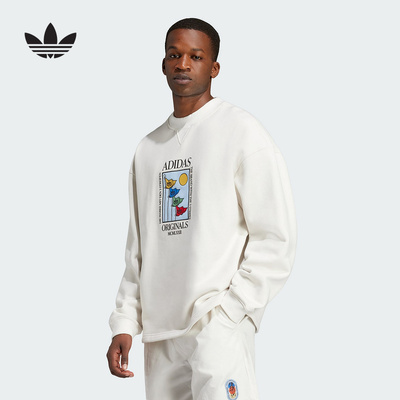 阿迪达斯2025冬三叶草新款男子圆领卫衣运动休闲套头衫宽松IX6745