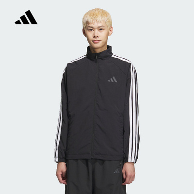 阿迪达斯正品春夏新款男梭织插肩袖运动休闲夹克外套三条纹KC3892