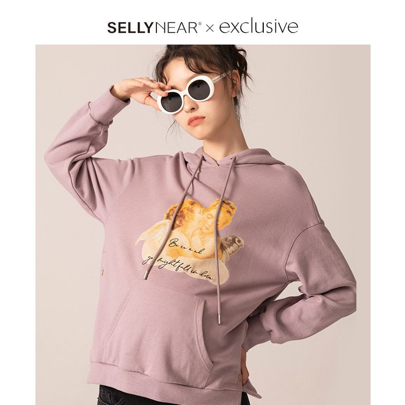 SELLYNEAR 时尚洋气孕妇春装爱神小天使卫衣春秋款宽松长袖上衣