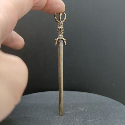 真言宗 不动明王剑 黄铜俱利伽罗不神龙剑复古吊坠挂坠项链手把件