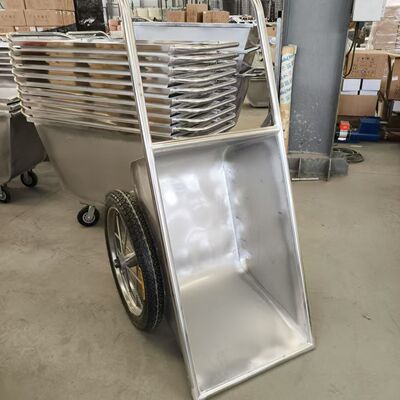 不锈钢斗车饲料车养殖专用运输车清粪车两轮手推车牛场推草车斗车