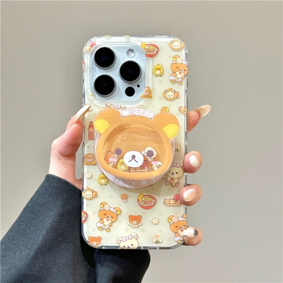 日式饭团轻松熊磁吸支架适用A5/OPPO Reno15/14/13/12F手机壳Find X9/X8ultra/7/6新款A6pro女A3X防摔A2m/A58