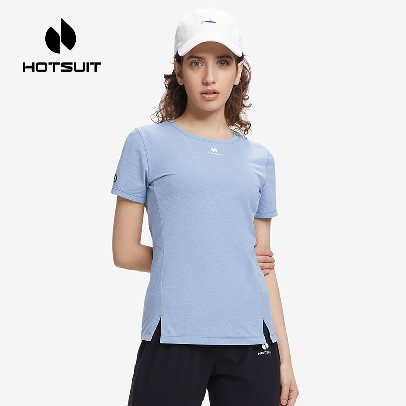 hotsuit后秀运动T恤女装2023春夏新款跑步健身服瑜伽短袖速干上衣_虎窝淘