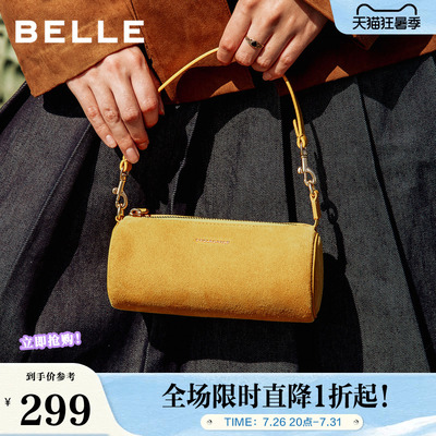 百丽包包女秋新复古休闲海鸥老花单肩斜挎手拎波士顿包X7396CX5