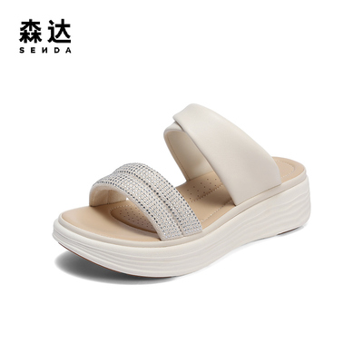 森达一字拖女款2025夏新居家外穿舒适休闲凉拖鞋ZTG07BT5