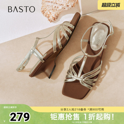 百思图2026夏季新款罗马凉鞋时尚复古潮流通勤女鞋 F0210BL6