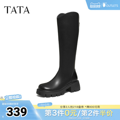 TATA/他她冬商场同款百搭时尚简约女骑士靴新款CAF01DG5奥莱