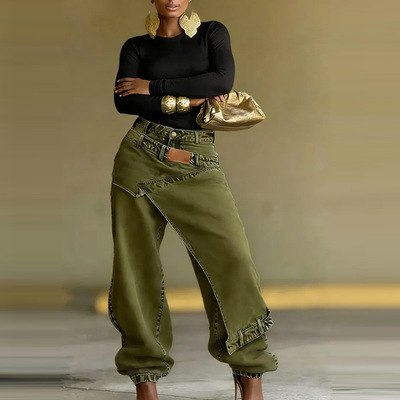 designer jeans patchwork trousers stylish denim pants2026