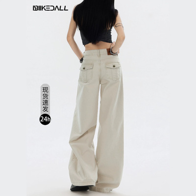 Low Waist Loose Fit Canvas Denim Jeans Casual Style American