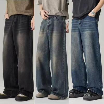 fashion new jeans denim pants versatile trousers美式复古