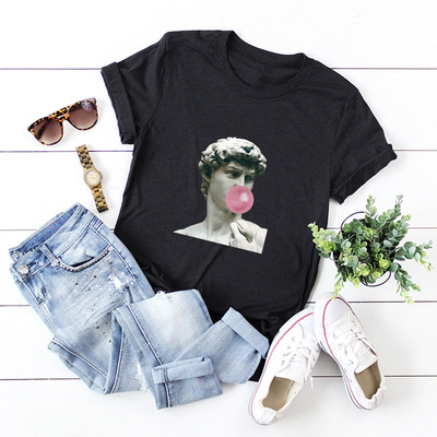 纯棉宽松休闲t恤女Summer women cotton Harajuku ladies Tshirts