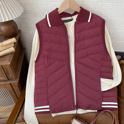 保罗彼得女式翻领羽绒马甲舒适