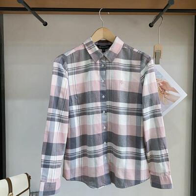 保罗彼得女式翻领长袖格子衬衫