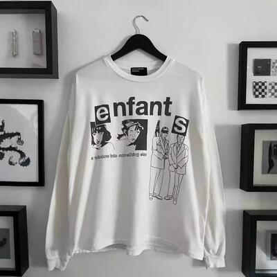 现货ERD忧郁的富二代23fw绅士人像印花经典版型boxy长袖T