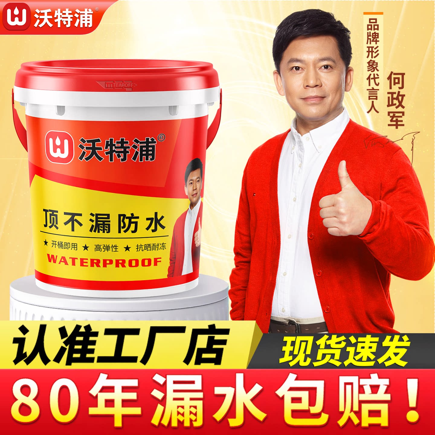 沃特浦防水涂料屋顶裂缝渗水补漏材料房顶平房漏水专用楼顶防漏胶