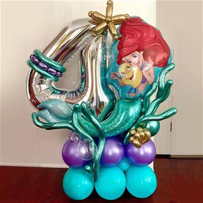 29pcs/Lot  Princess Mermaid Ariel Foil Balloons 32inch Numbe