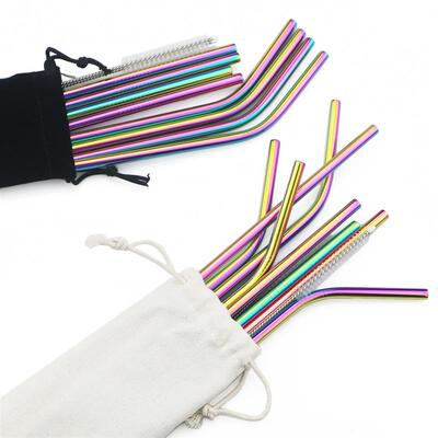 Metal Drinking Straw  Stainless Steel Colorful Straws Reusab
