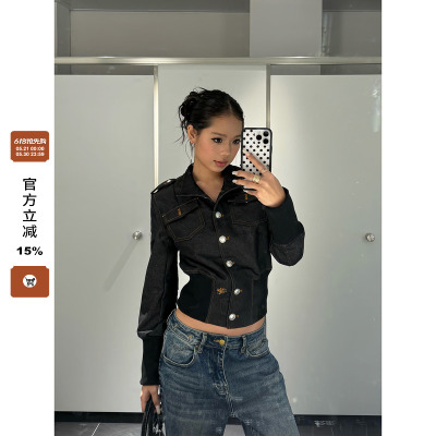 F383小众单排扣收腰翻领外套